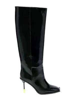 MSGM Patent Leather Knee-high Boots - Black