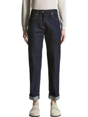 Peserico Five-pocket Cuffed Denim Jeans - Blue