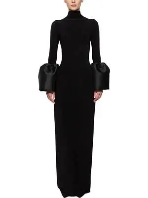 ATU BODY COUTURE Mock-neck Bell-sleeve Midi Dress - Black