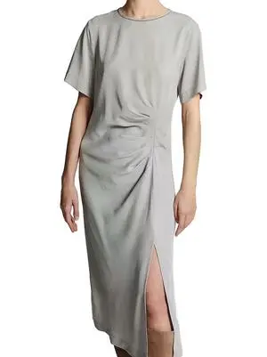 Peserico Embellished Side-slit Midi Dress - Grey