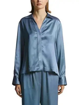 Peserico Satin Panelled Shirt - Blue