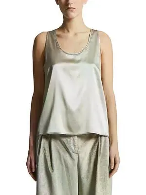Peserico Embellished Satin Tank Top - Green