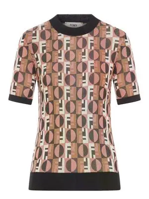 Fendi Geometric Jacquard T-shirt - Brown