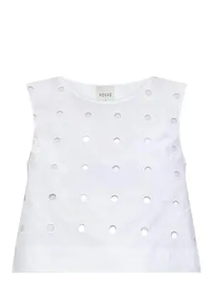 Posse Peggy Eyelet Sleeveless Top - White