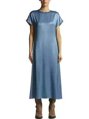 Peserico Embellished Satin Midi Dress - Blue
