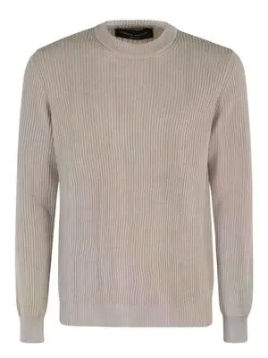 ROBERTO COLLINA Ribbed Knit Crew-neck Sweater - Neutrals