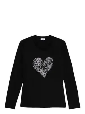 Liu Jo Heart-embellished Long-sleeve T-shirt - Black