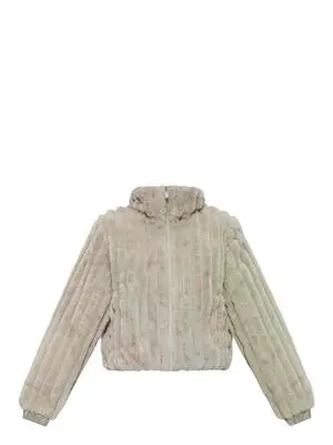 SAVE THE DUCK Zip-front Ribbed Jacket - Neutrals