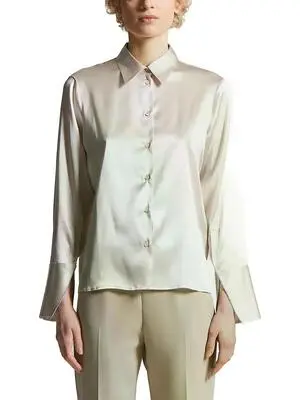 Peserico Satin Wide-cuff Shirt - Neutrals