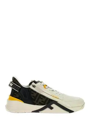 Fendi Flow Panelled Leather Sneakers - Neutrals