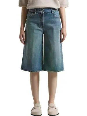 Peserico Denim Knee-length Shorts - Blue