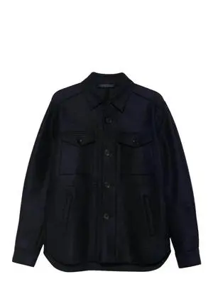 Harris Wharf London Button-down Flap-pocket Shirt Jacket - Blue