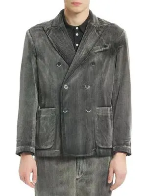 Barena Venezia Ribbed Double-breasted Jacket - Grey