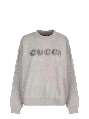 Gucci Logo-detail Cotton Sweatshirt - Grey