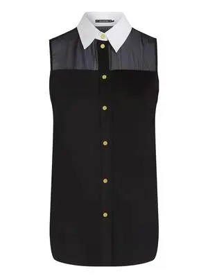 Karl Lagerfeld Poplin Collar Blouse - Black