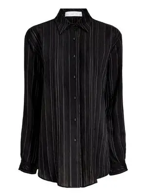 Proenza Schouler White Label Woven Raven Stripe Shirt - Black