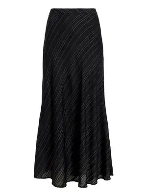 Proenza Schouler White Label Kaia Stripe Woven Midi Skirt - Black