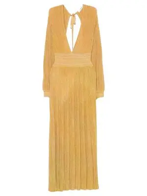 ANTONINO VALENTI Pleated V-neck Maxi Dress - Yellow