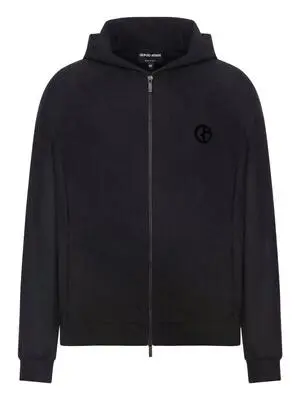 Giorgio Armani Textured Zip-up Hooded Jacket - Black