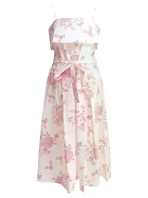 TALLULAH RESORTWEAR Floral-print Belted Midi Dress - White