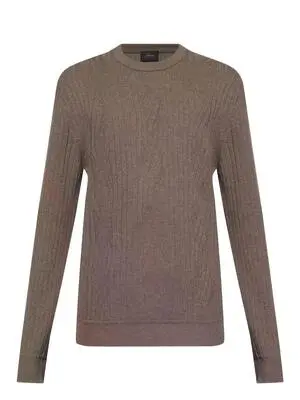 Brioni Cable-knit Ribbed Sweater - Brown