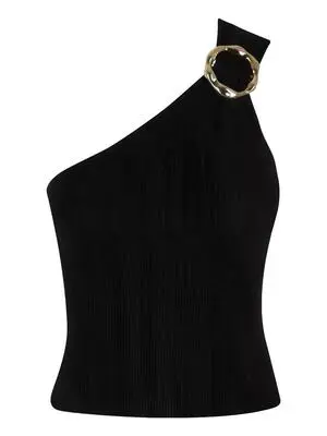 Simkhai One-shoulder Ribbed Knit Top - Black