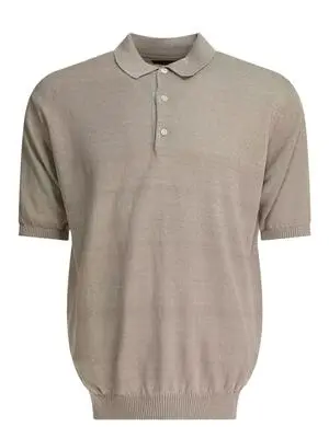 BEAMS Short-sleeve Hemp Polo Shirt - Grey