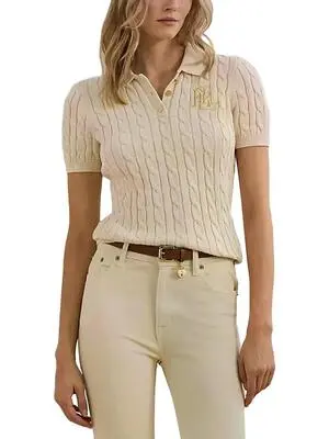 Ralph Lauren Cable-knit Polo Top - Neutrals