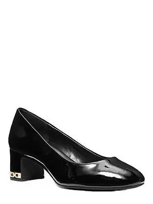 Michael Kors Patent Leather Block Heel Pumps - Black