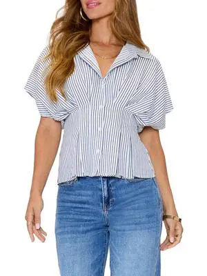 VICI Marisa Striped Button-up Shirt - Navy Stripes