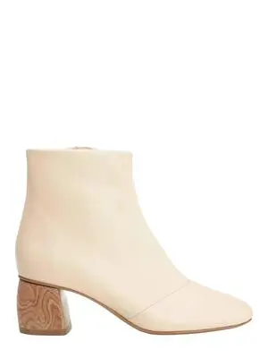 FORTE_FORTE Leather Ankle Boots With Wood Heel - Neutrals