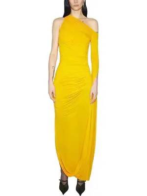 MUGLER One-shoulder Draped Maxi Dress - Yellow