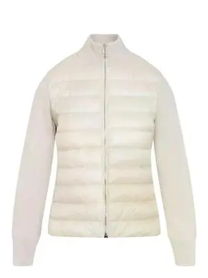 Moncler Quilted Knit-panel Jacket - White