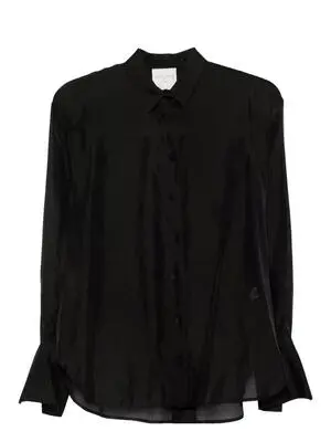 FORTE_FORTE Sheer Panel Shirt - Black