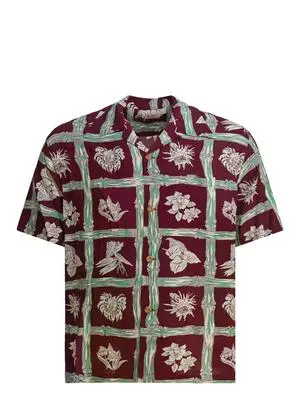 SUN SURF Printed Rayon Shirt - Red