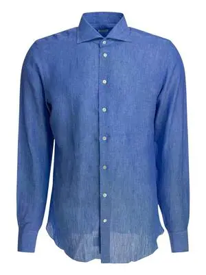 BORRIELLO NAPOLI Long-sleeve Linen Shirt - Blue