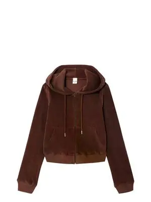 RE/DONE Shrunken Terry Zip-up Hoodie - Brown