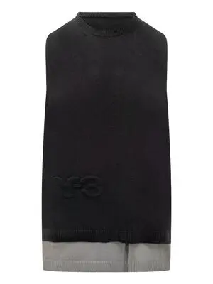 Y3 Embossed-logo Knitted Vest - Black