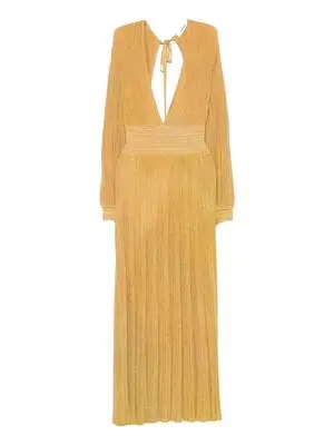 ANTONINO VALENTI Pleated V-neck Maxi Dress - Yellow