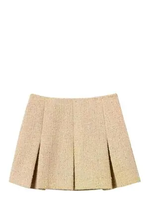 TWINSET Bouclé Pleated Mini Skirt - Neutrals