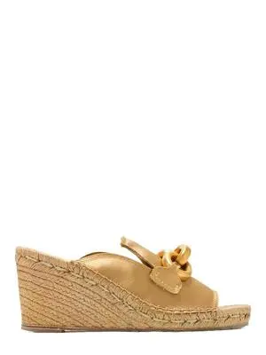 PEDRO GARCIA 75mm Oliveta Chain-embellished Wedge Mules - Gold