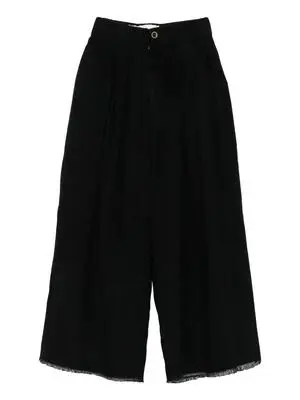 UMA WANG Pleated Wide Leg Trousers - Black