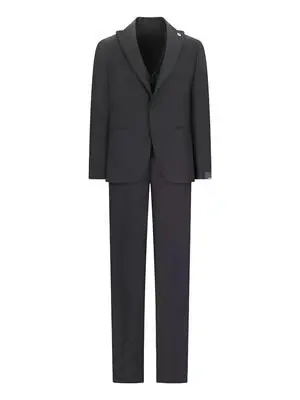 LARDINI Peak-lapels Three-pieces Suit - Black