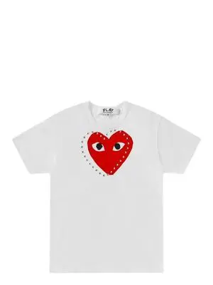 Play Comme Des Garcon Logo-print Studded-embellishment T-shirt - White