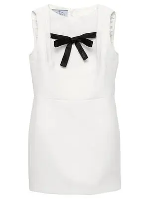 Prada Tela Natte Bow Sleeveless Mini Dress - Bianco