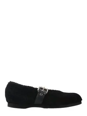 Premiata Buckle-fastening Shearling Ballet Flats - Black
