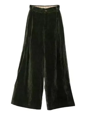 UMA WANG Pleated Velvet Trousers - Green