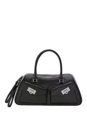 FERRAGAMO Leather Multi-pocket Tote Bag - Black