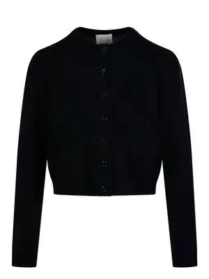 ALLUDE Crew-neck Cropped Cardigan - Black