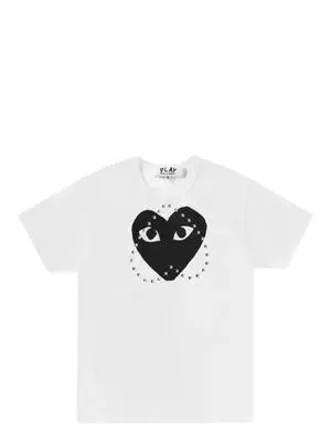 Play Comme Des Garcon Logo-print Studded-embellishment T-shirt - White
